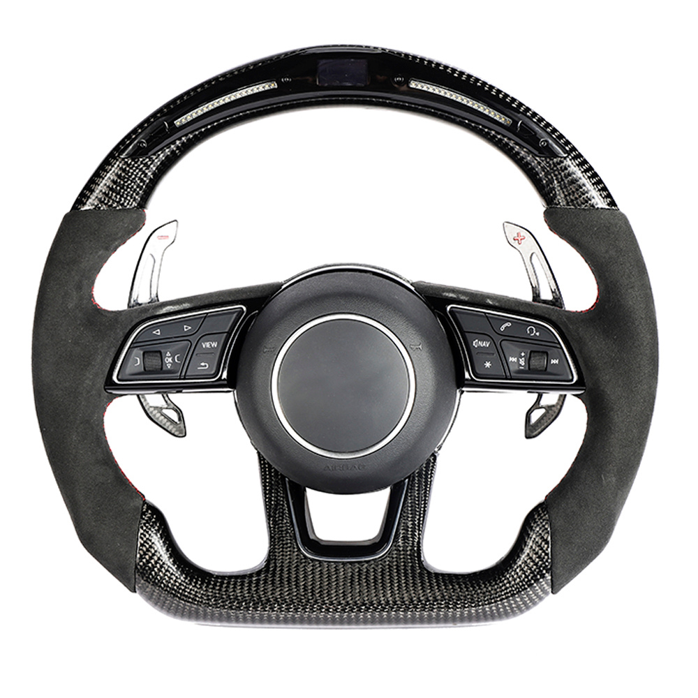 AUDI B9 8V FACELIFT CARBON FIBRE/ ALCANTARA LED FLAT BOTTOM CUSTOM STEERING WHEEL | CT CARBON ...