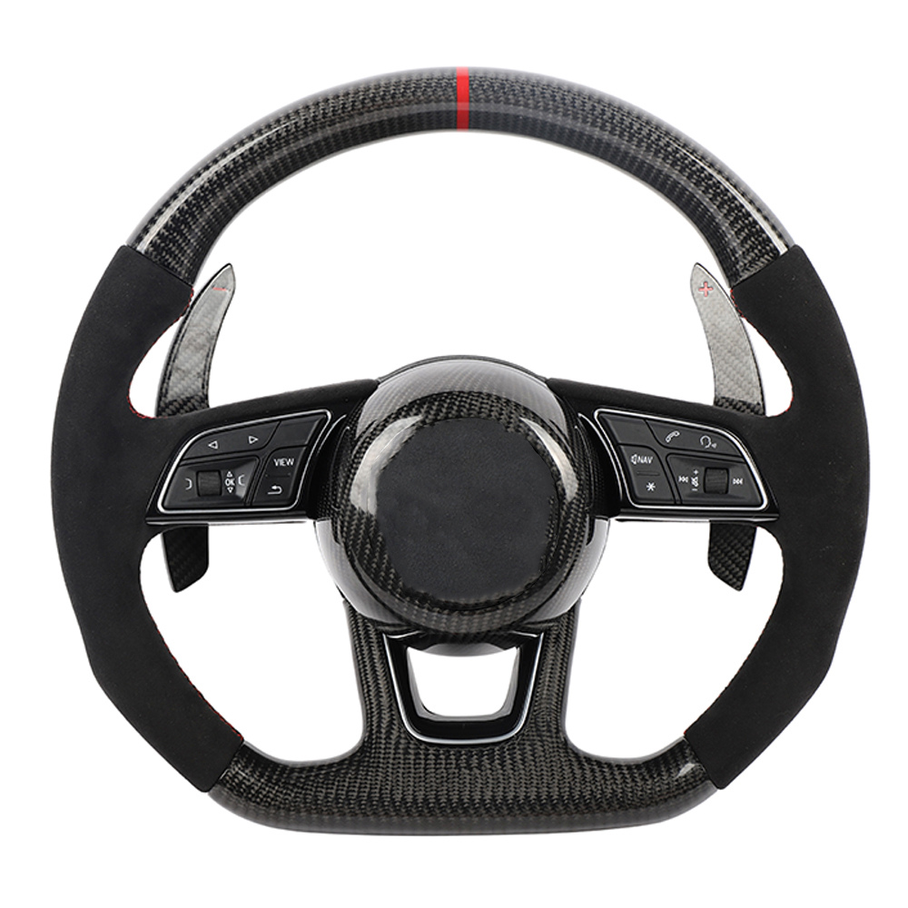 AUDI B9 CARBON FIBRE / ALCANTARA FLAT BOTTOM CUSTOM STEERING WHEEL | CT CARBON – CT Carbon