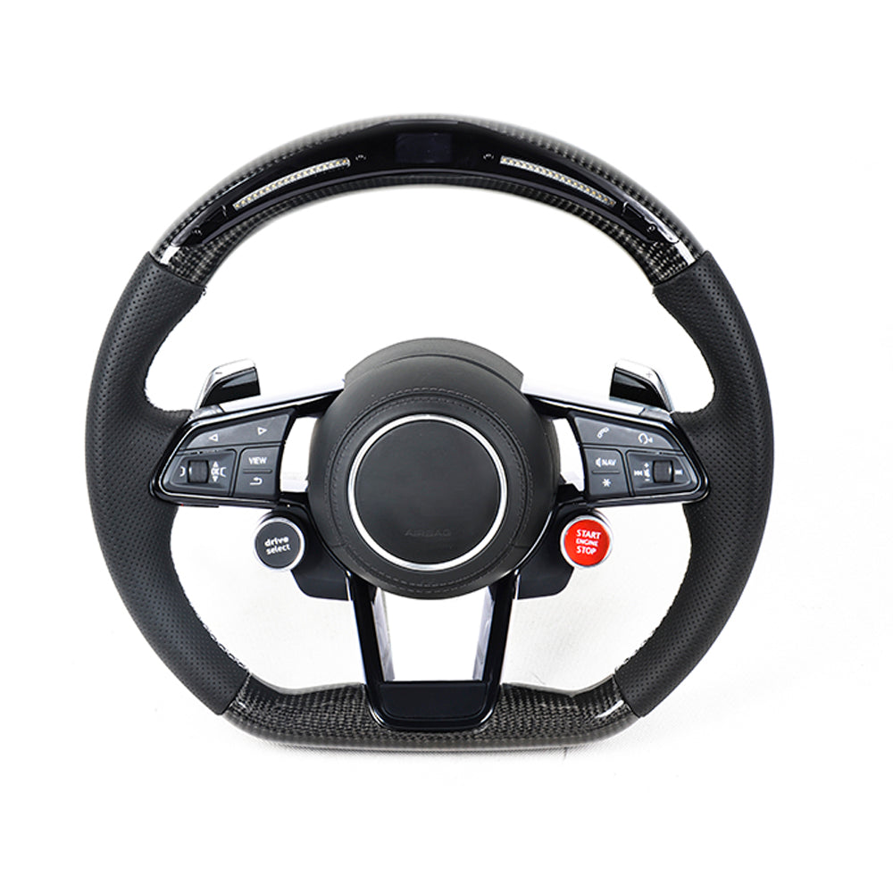 AUDI R8/TT CARBON FIBRE/ LEATHER LED FLAT BOTTOM CUSTOM STEERING WHEEL | CT CARBON – CT Carbon