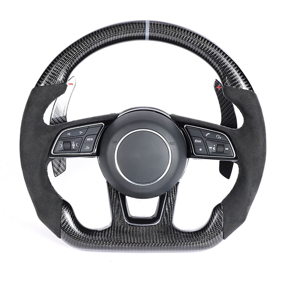 AUDI B9 CARBON FIBRE & ALCANTARA FLAT BOTTOM CUSTOM STEERING WHEEL | CT ...