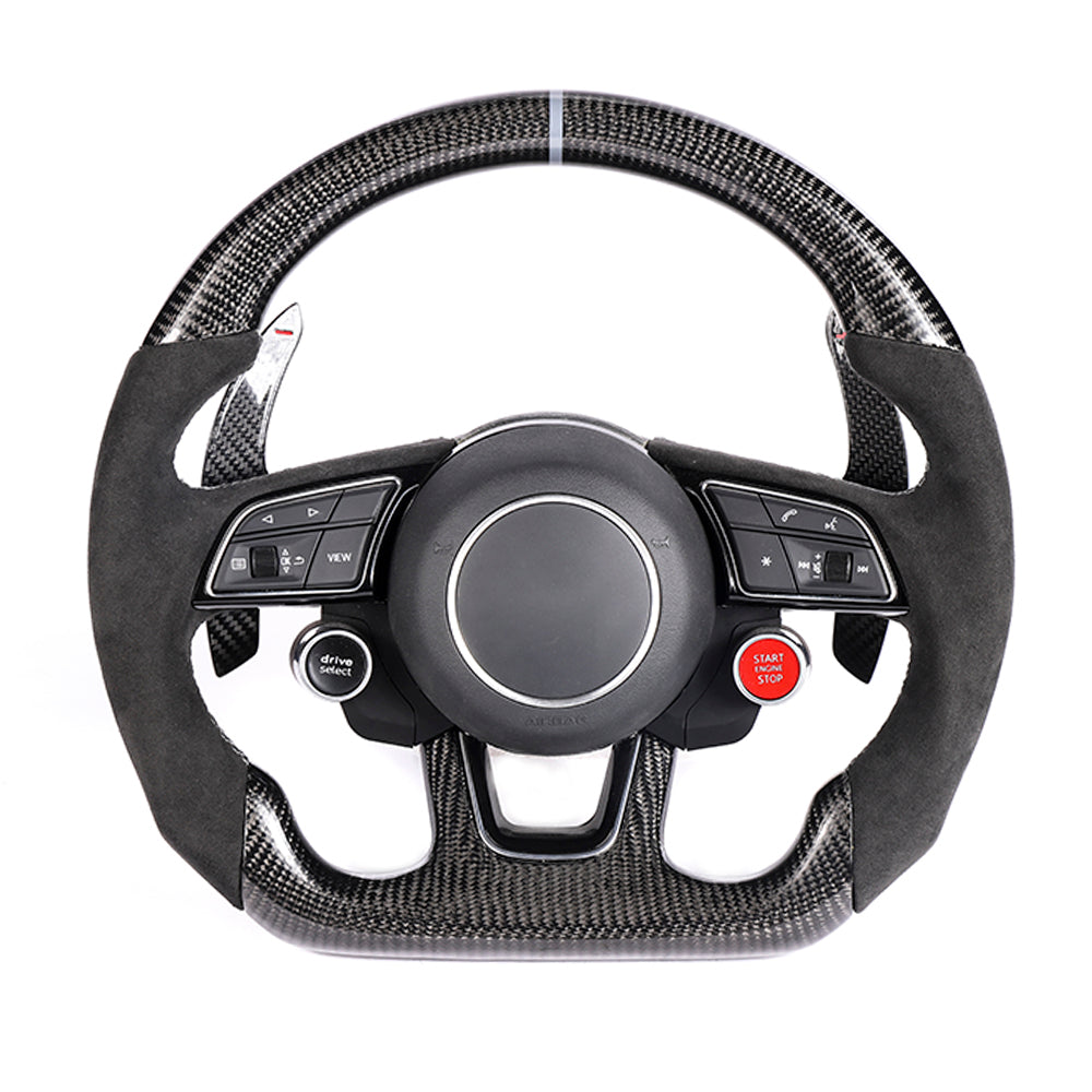 AUDI B9 CARBON FIBRE & ALCANTARA FLAT BOTTOM CUSTOM STEERING WHEEL | CT ...