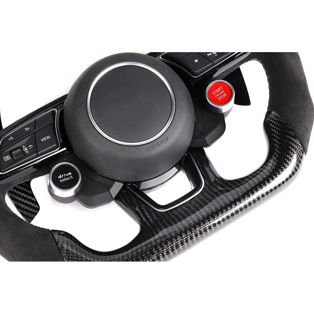 AUDI B9 CARBON FIBRE & ALCANTARA FLAT BOTTOM CUSTOM STEERING WHEEL | CT ...