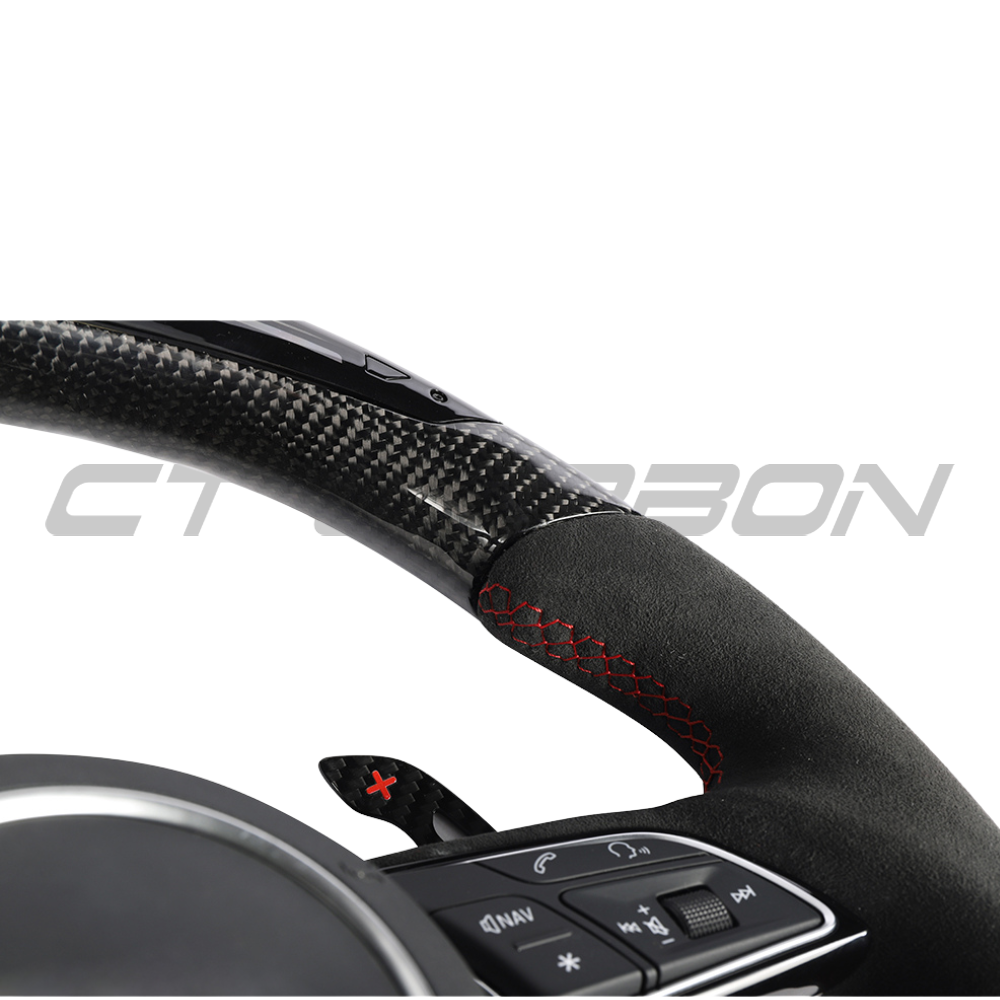 AUDI B9 8V FACELIFT CARBON FIBRE/ ALCANTARA LED FLAT BOTTOM CUSTOM STEERING WHEEL | CT CARBON ...