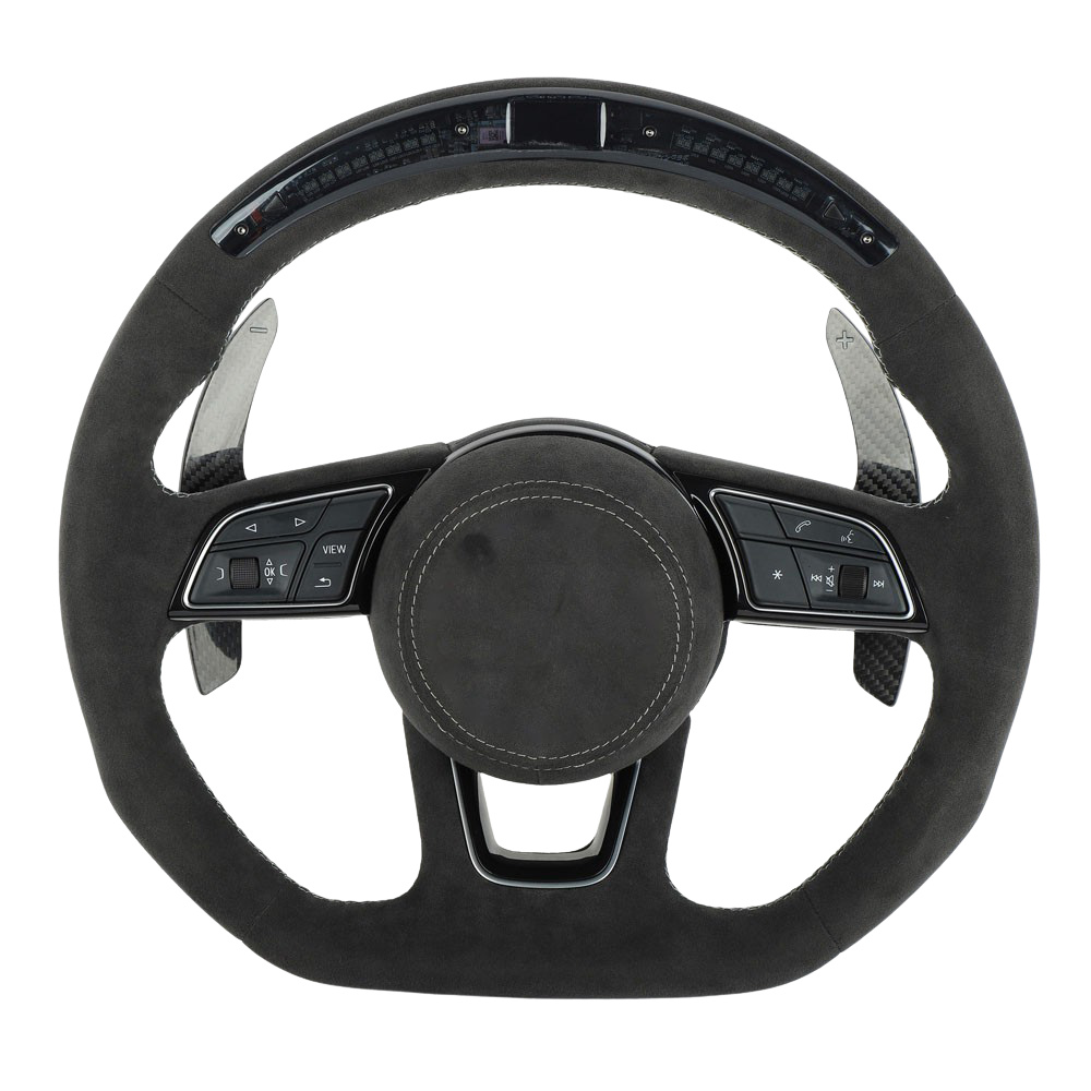 AUDI B9 FULL ALCANTARA LED FLAT BOTTOM CUSTOM STEERING WHEEL | CT ...