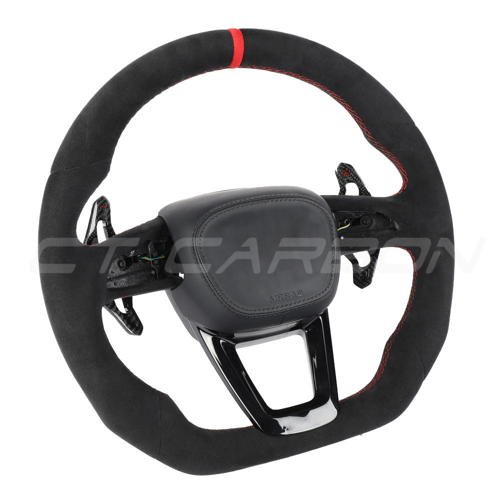 AUDI RSQ8 FULL ALCANTARA FLAT BOTTOM CUSTOM STEERING WHEEL | CT CARBON ...