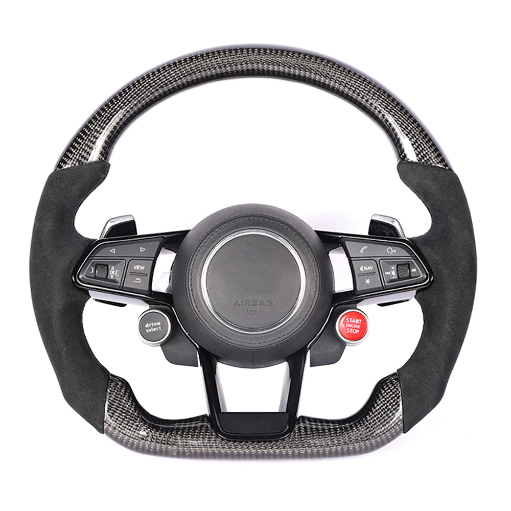 AUDI R8 CARBON FIBRE/ ALCANTARA FLAT BOTTOM CUSTOM STEERING WHEEL | CT ...
